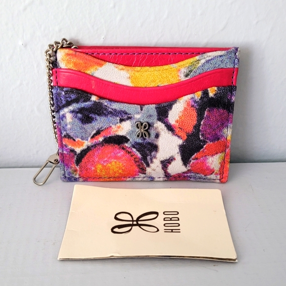 HOBO | Bags | Hobo Max Floral Printed Leather Card Case With Chain Clip ...